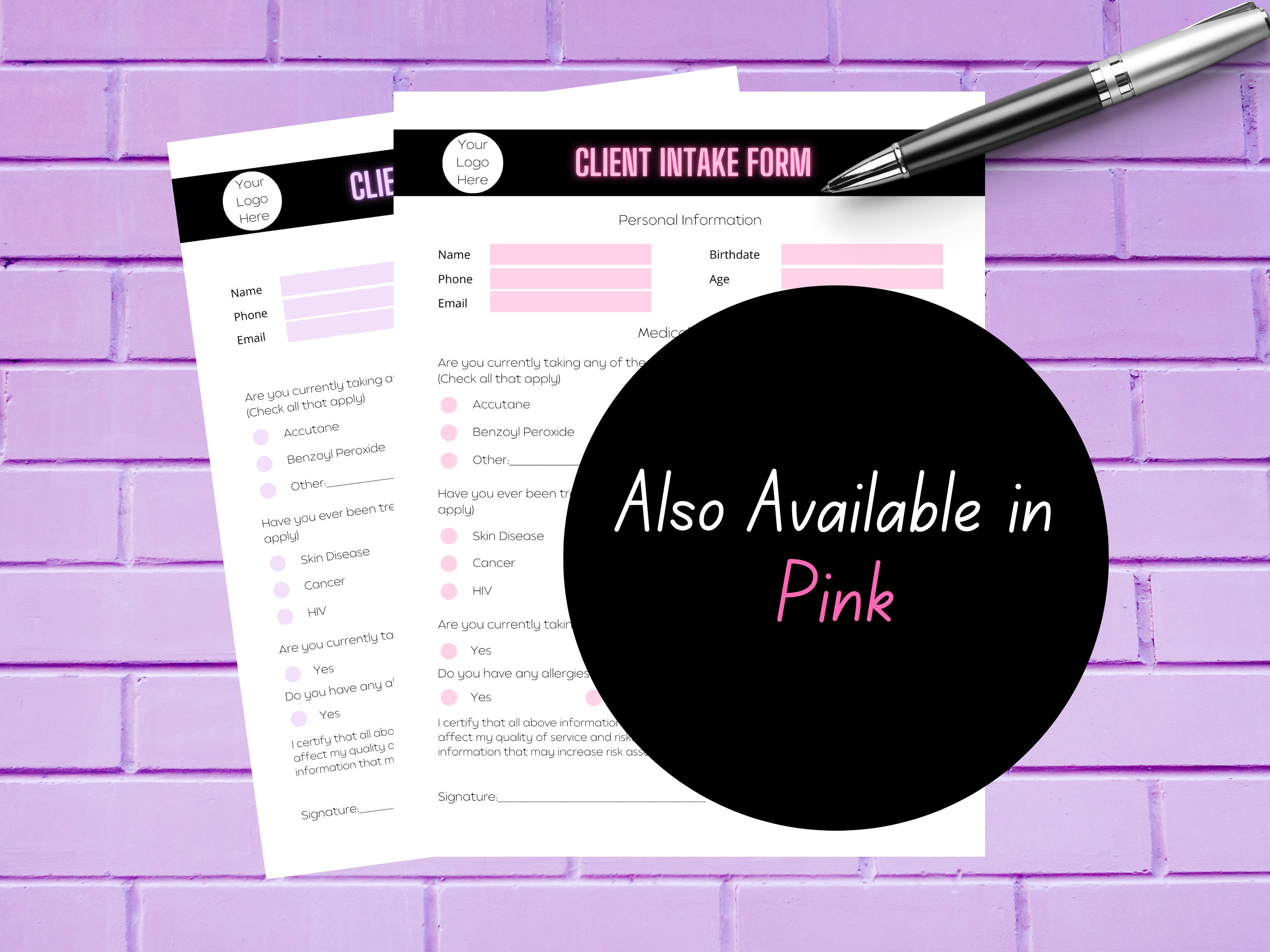 Editable Client Intake Form, Purple, Beauty Salon Form - Etsy