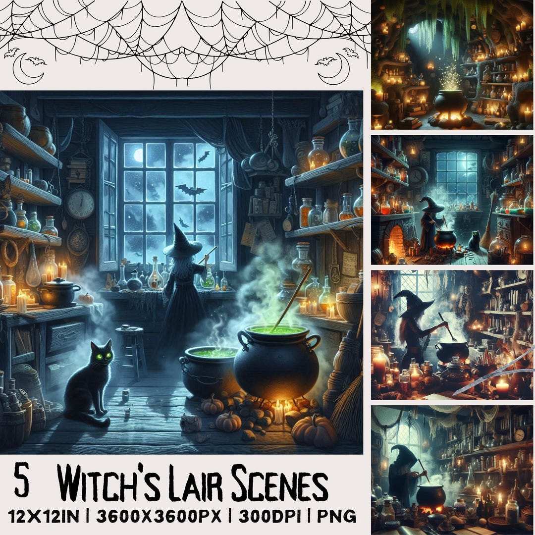 Witch's Lair Scenes PNG || Fall Decor || Halloween Clipart || Seasonal ...