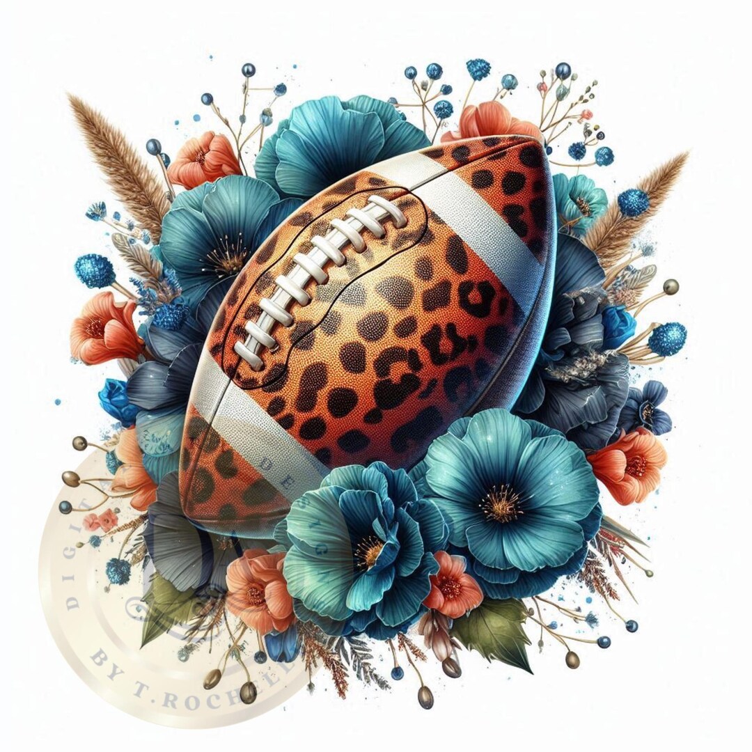 Watercolor Leopard Print Football With Floral || Transparent || DIY ...