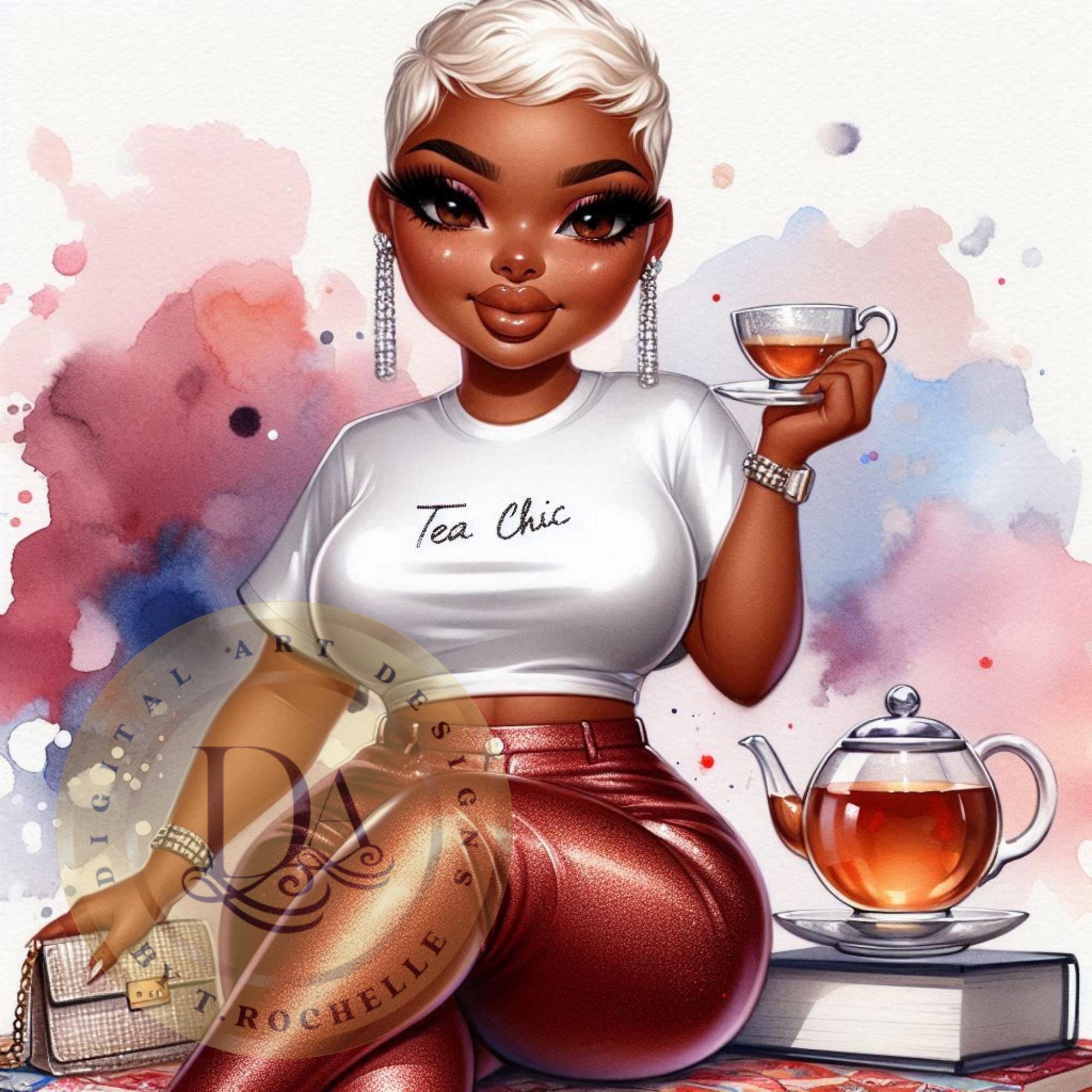Tea Lovers PNG | Chic Woman With Teapot (digital Download) - Etsy
