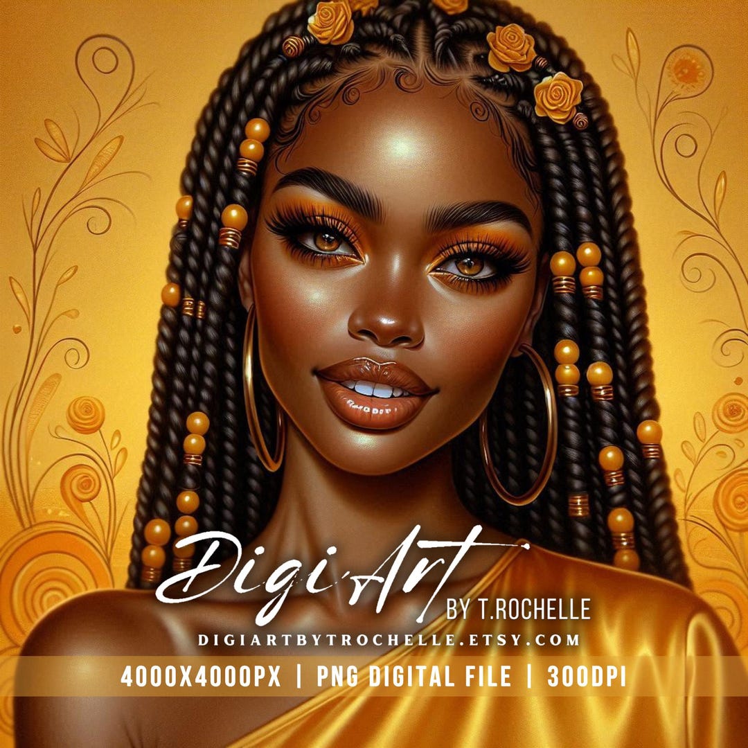 Afroglam Loc Queen PNG | African American Woman Art | Digital Download ...