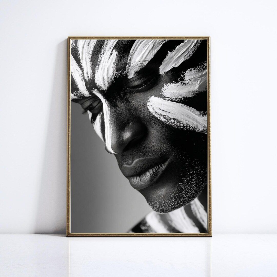 Silent Mark Wall Art | Black & White Abstract Face | 24x36 Digital ...