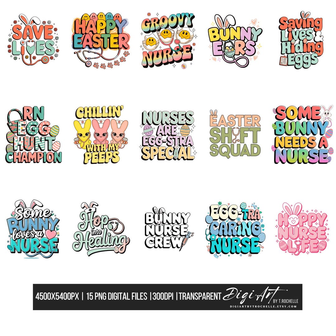 15 Nurse Spring PNG Clipart Bundle | Easter Nursing Sublimation Designs ...
