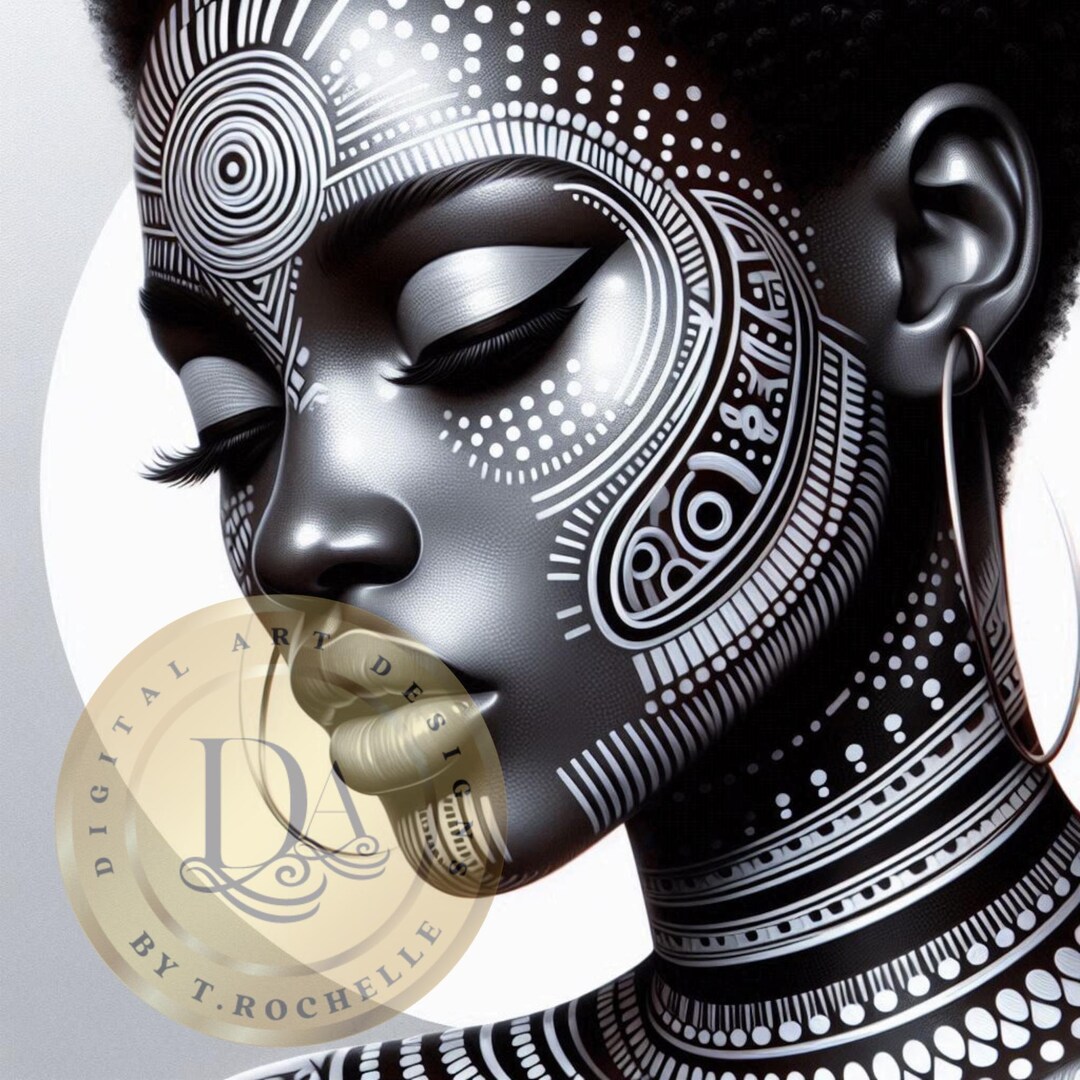 Abstract Afrocentric Art || Portraits || Digital Download || Black and ...