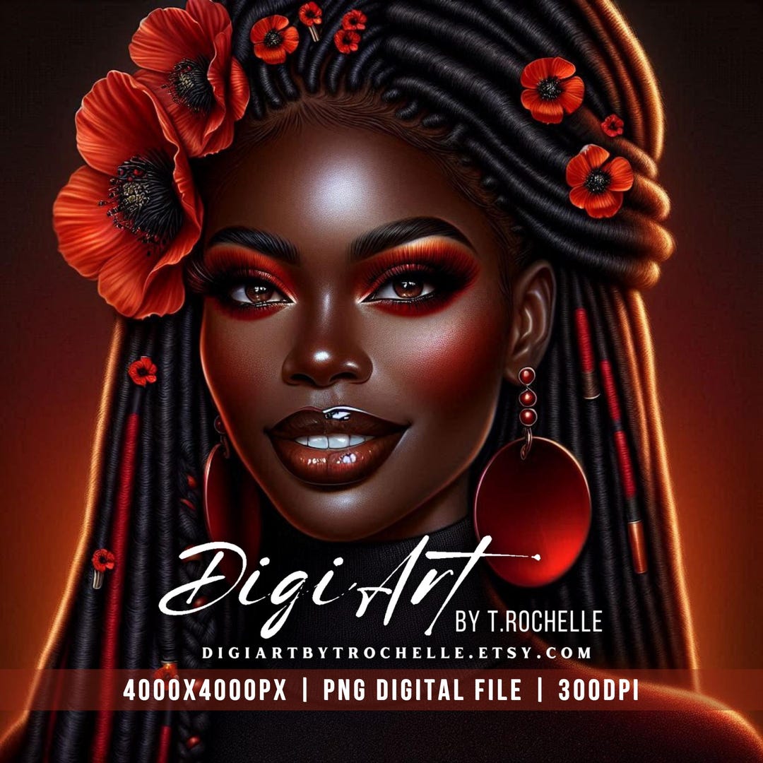 Afroglam Loc Queen PNG | African American Woman Art | Digital Download ...