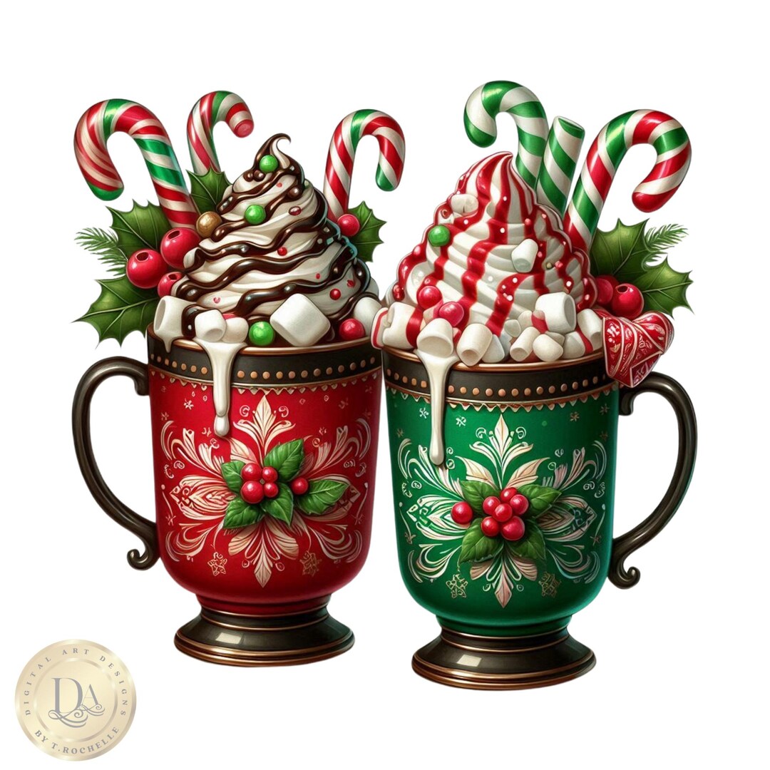 Christmas Hot Cocoa Clipart PNG || Gift Illustrations || Sublimation ...
