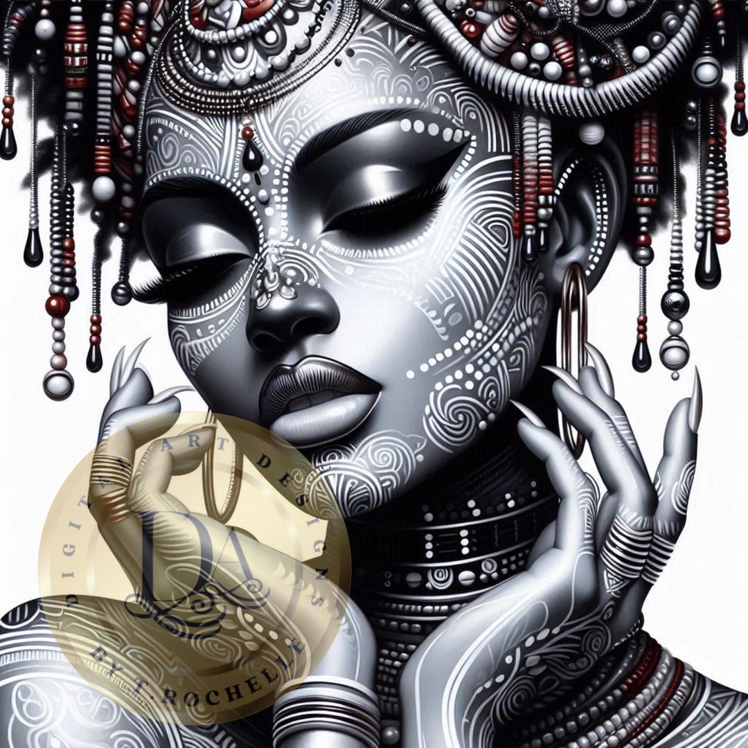 Abstract Afrocentric Art || Portraits || Digital Download || Black and ...