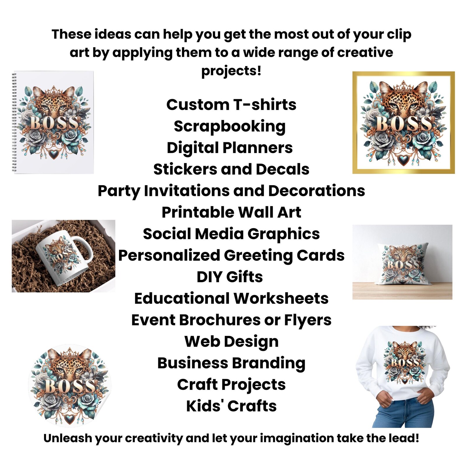 Luxury Leopard Boss Clipart PNG || Crown and Jewel || T-shirt Design ...