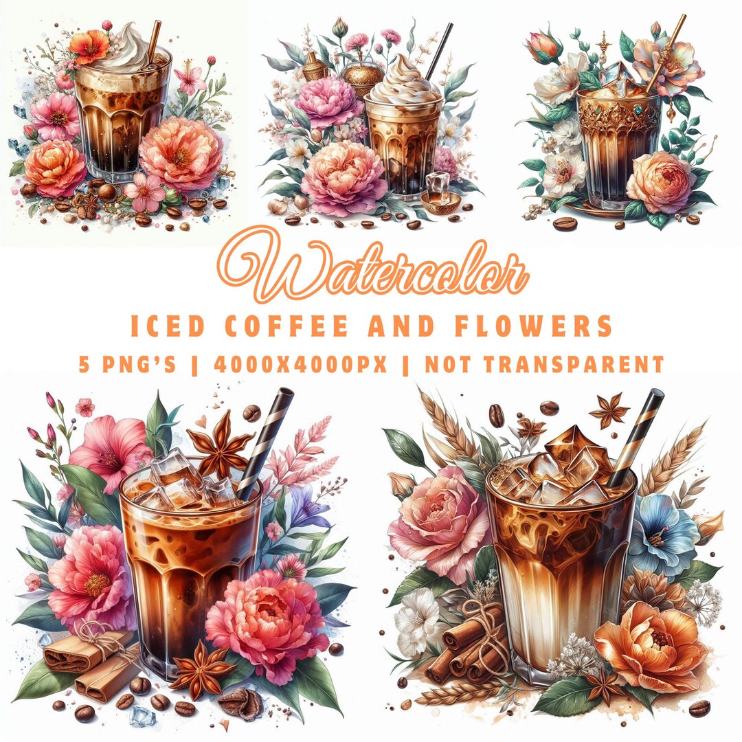 Watercolor Iced Coffee and Flowers || Illustration || DIY Crafts ...