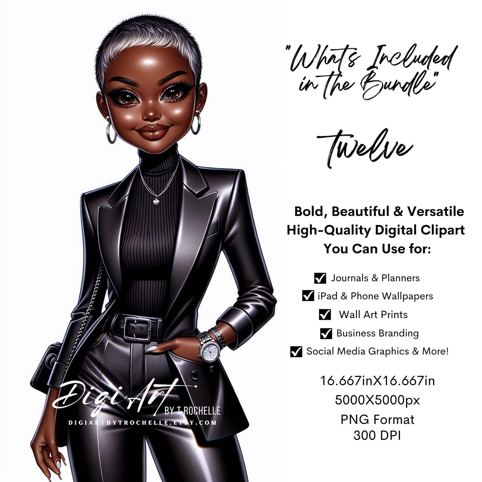 Confident Chibi Queens Clipart | Mature Women PNG Bundle (digital ...