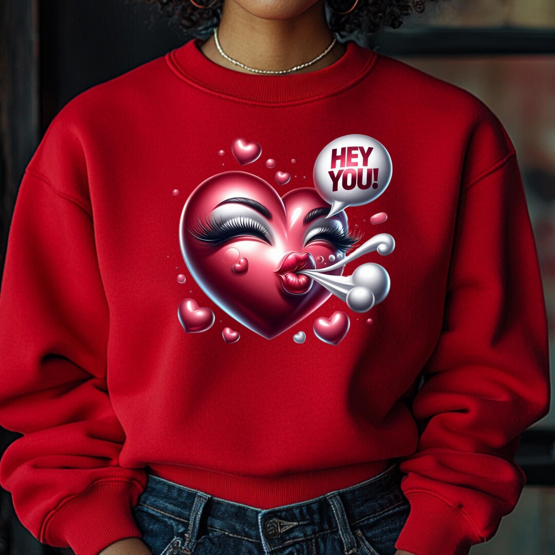 Hey You Flirty Heart Clipart PNG || Digital Download || Kiss Blowing ...