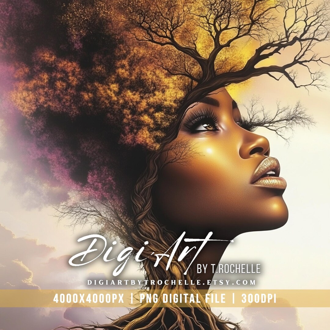 Afroglam Woman Tree of Life Digital Art | Rooted in Power (PNG Download ...