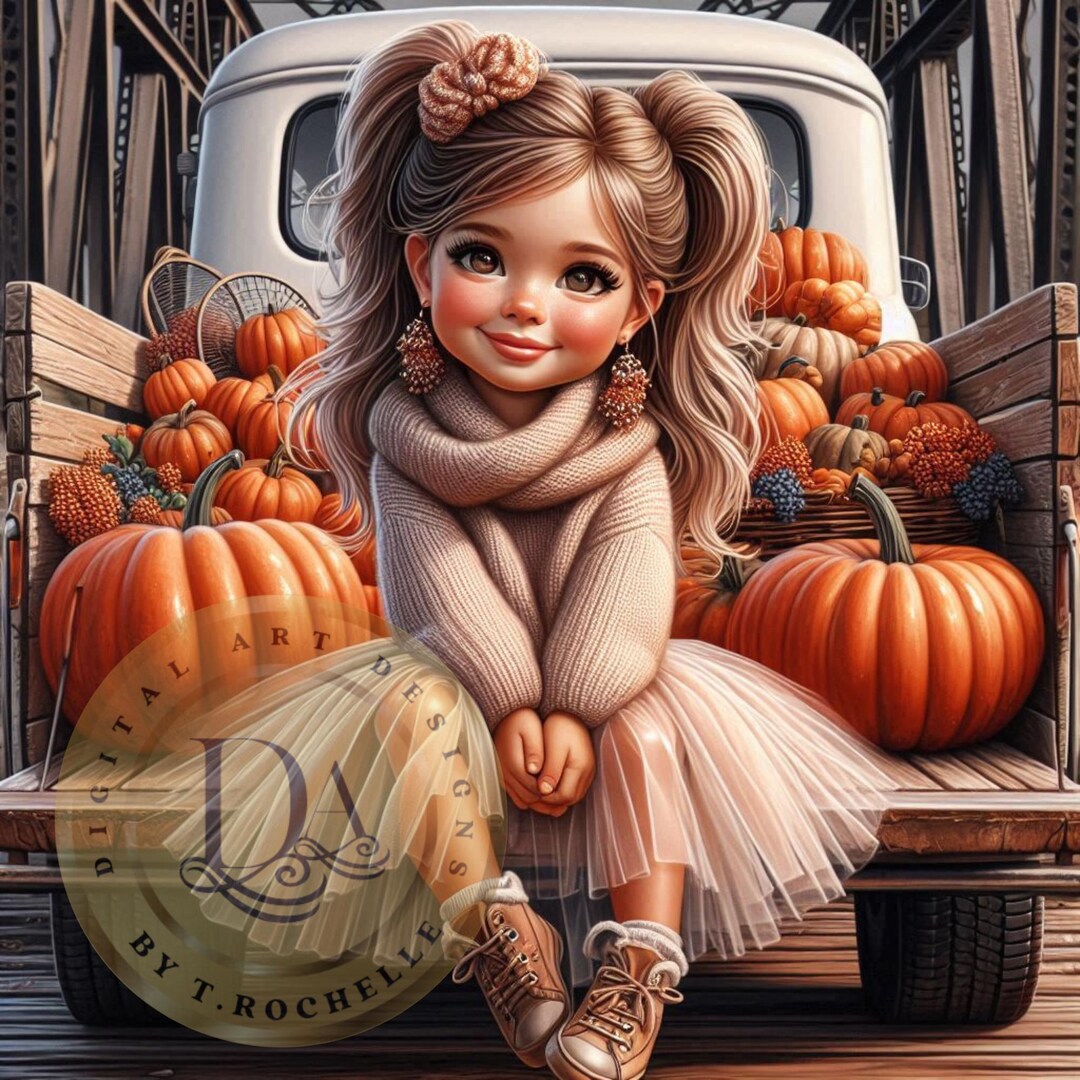Autumn Girl and Pumpkins || Kids Room Art || Digital Download ...