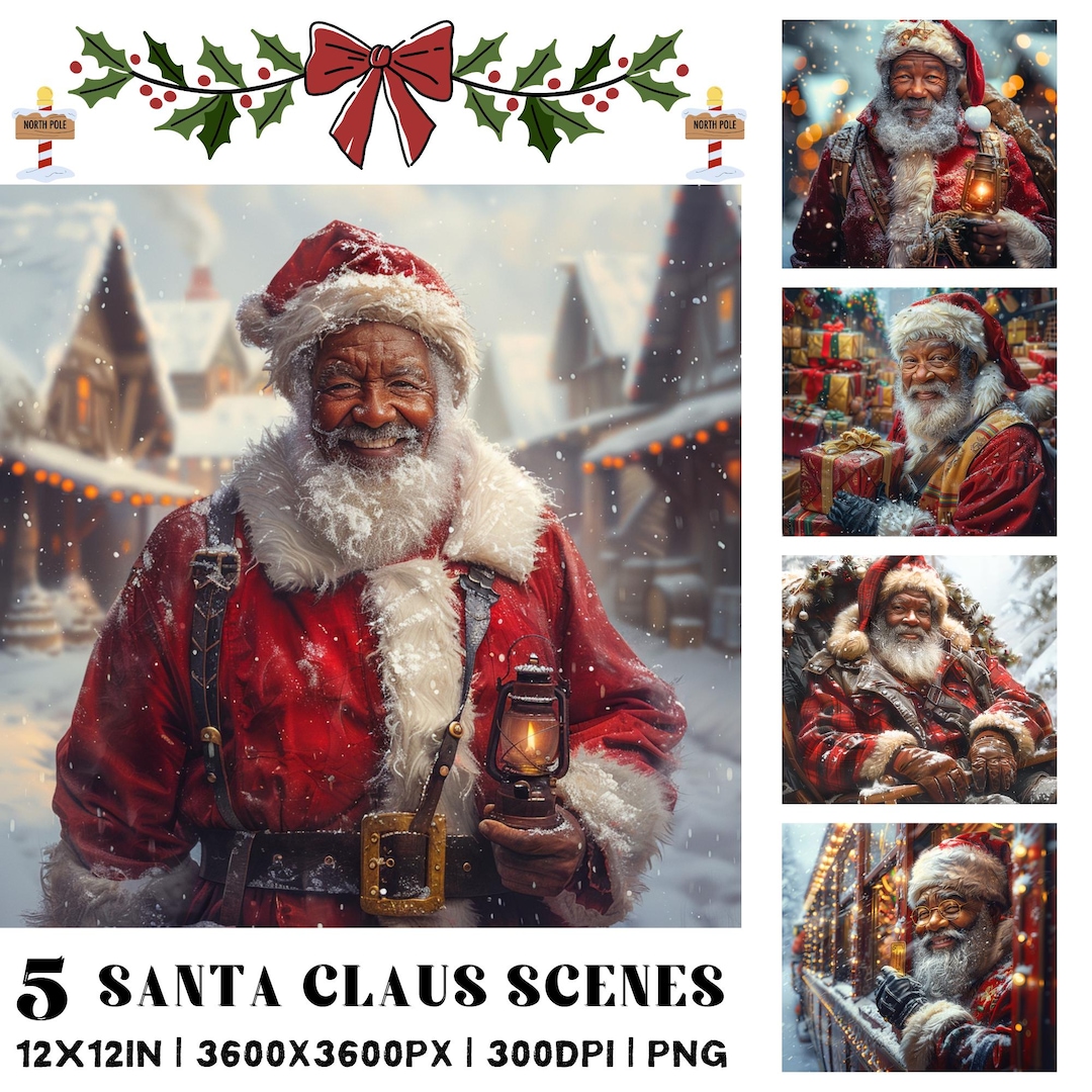 Santa Claus Scenes PNG || Christmas Decor || Festive Art || Seasonal ...