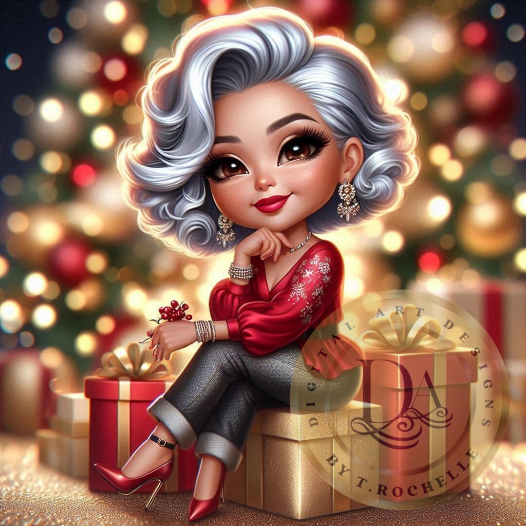 Elegant Holiday Diva Illustration | Christmas Vibes (PNG Digital ...