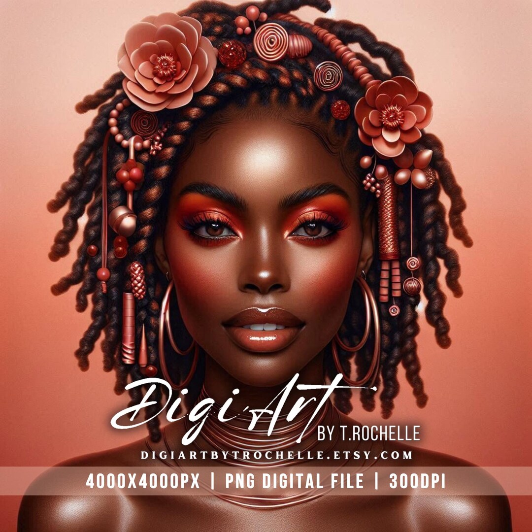 Afroglam Loc Queen PNG | African American Woman Art | Digital Download ...