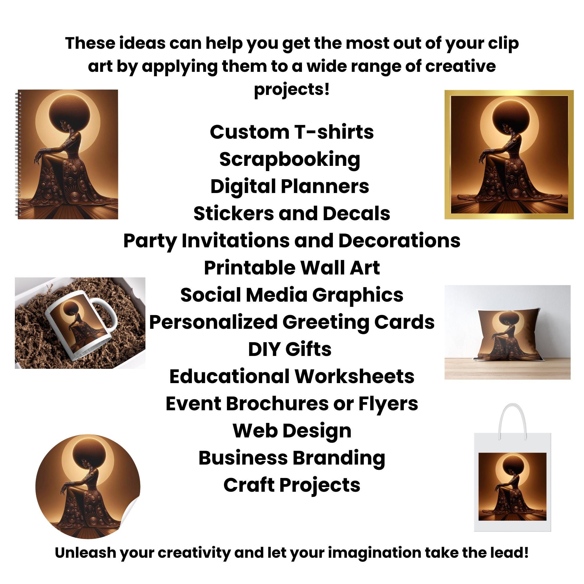 Bronze Moon Goddess Art | Afroglam PNG | 4000x4000 | 300dpi - Etsy