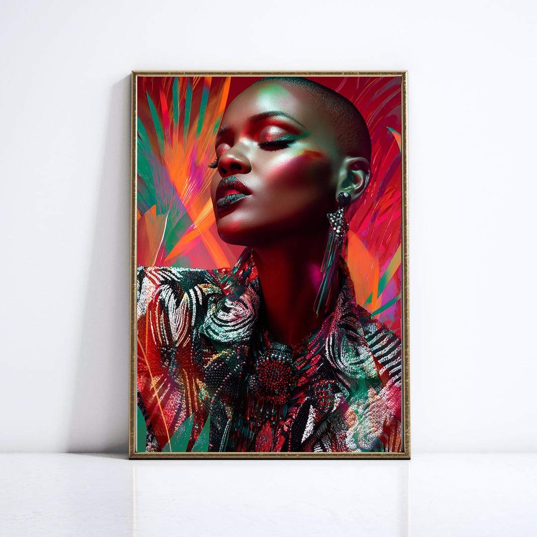 Afroglam Futuristic Woman Wall Art Printable | 20x30 Digital Download ...