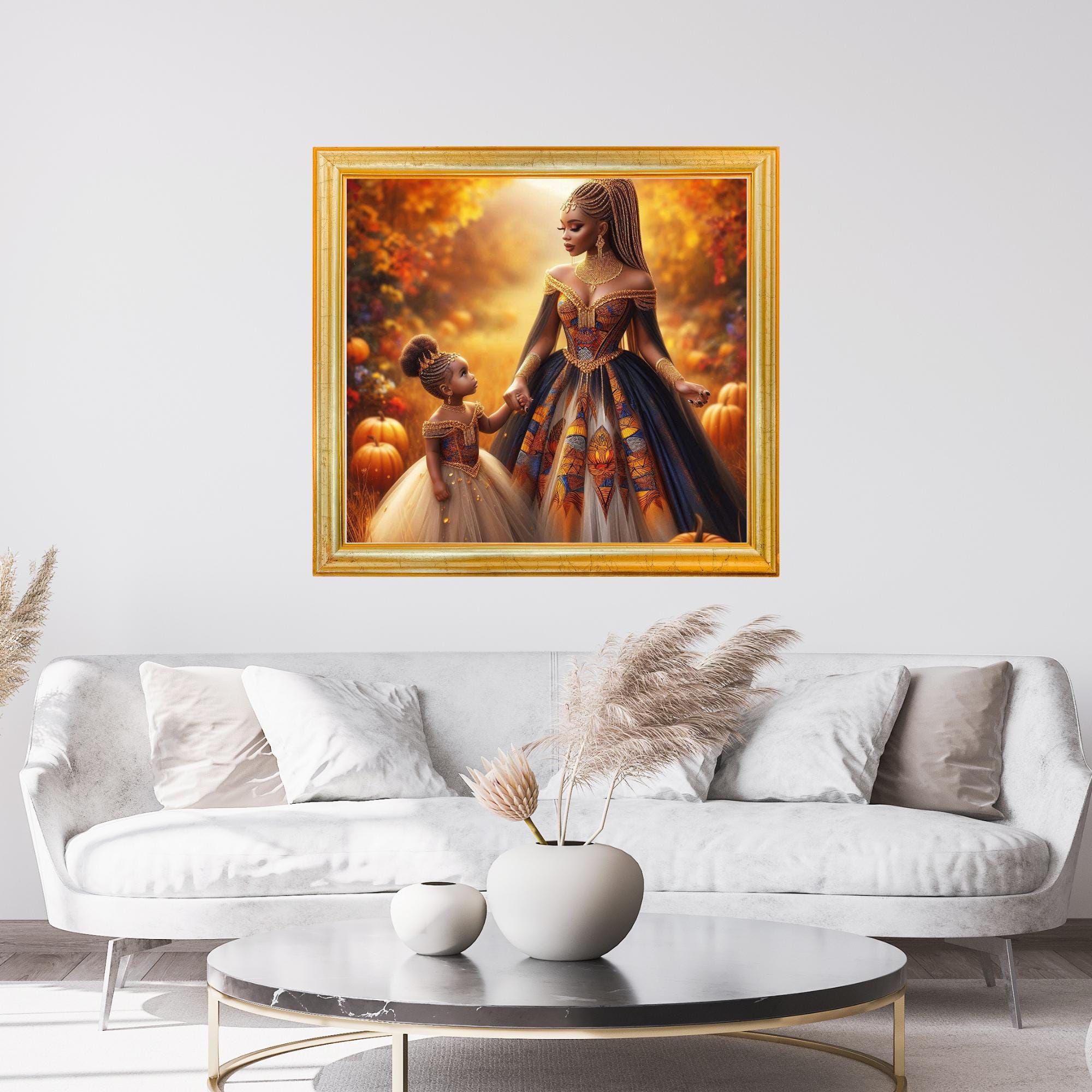Mother and Daughter African Royalty || Fall Pumpkin Scene || Digital ...