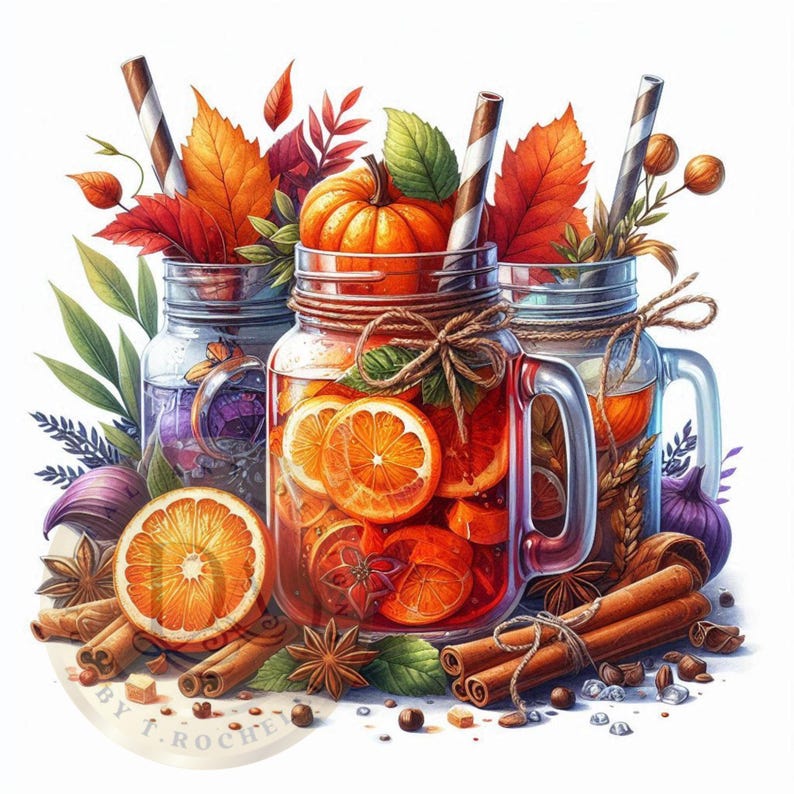 Watercolor Autumn Drinks || Illustration || DIY Crafts || Seasonal ...