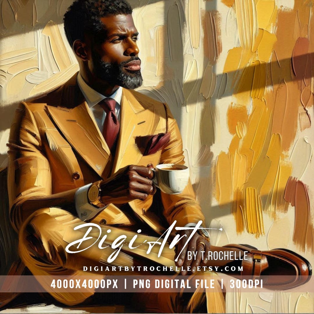 Elegant Man in Suit Digital Art | Afrocentric Portrait (digital ...