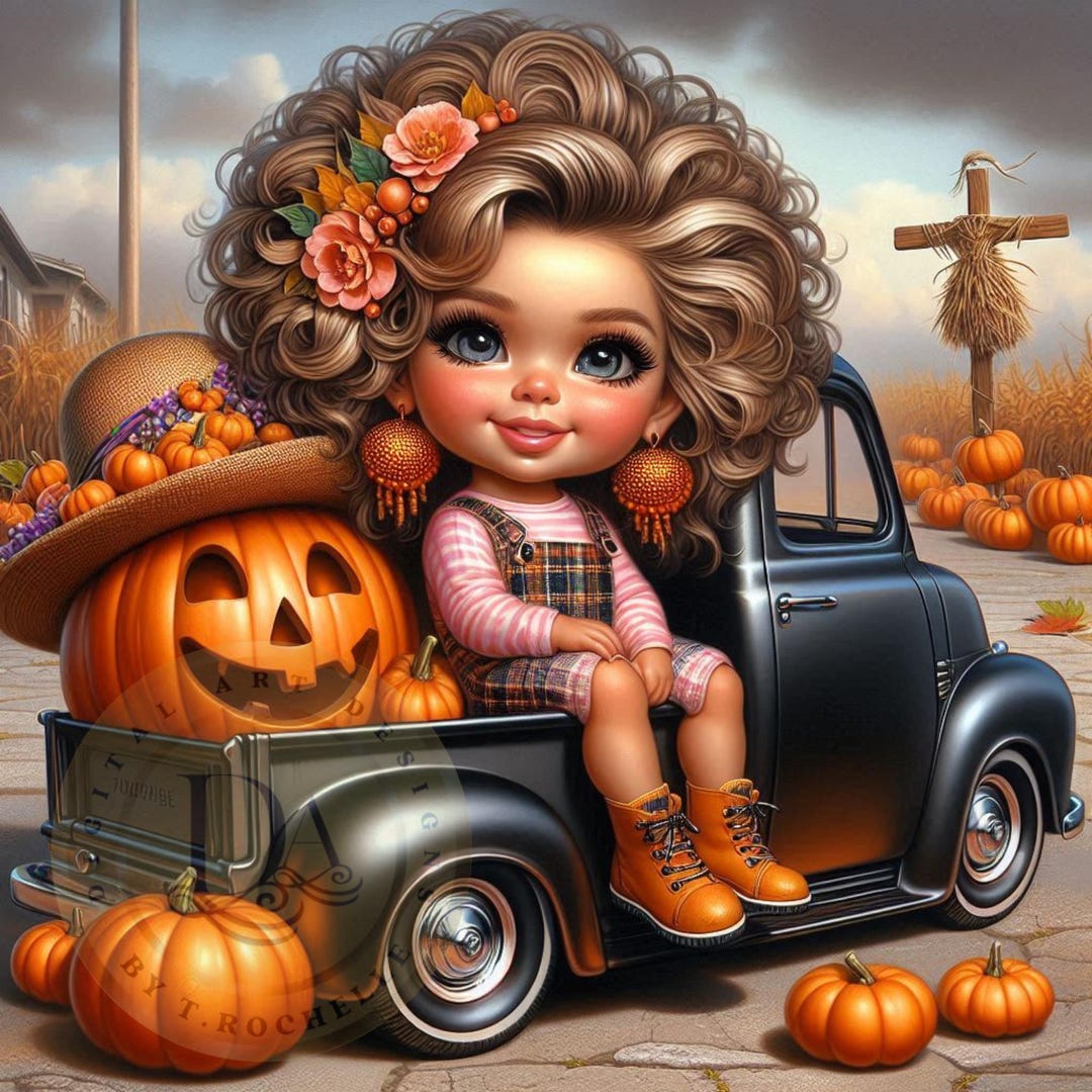 Autumn Girl and Pumpkins || Kids Room Art || Digital Download ...