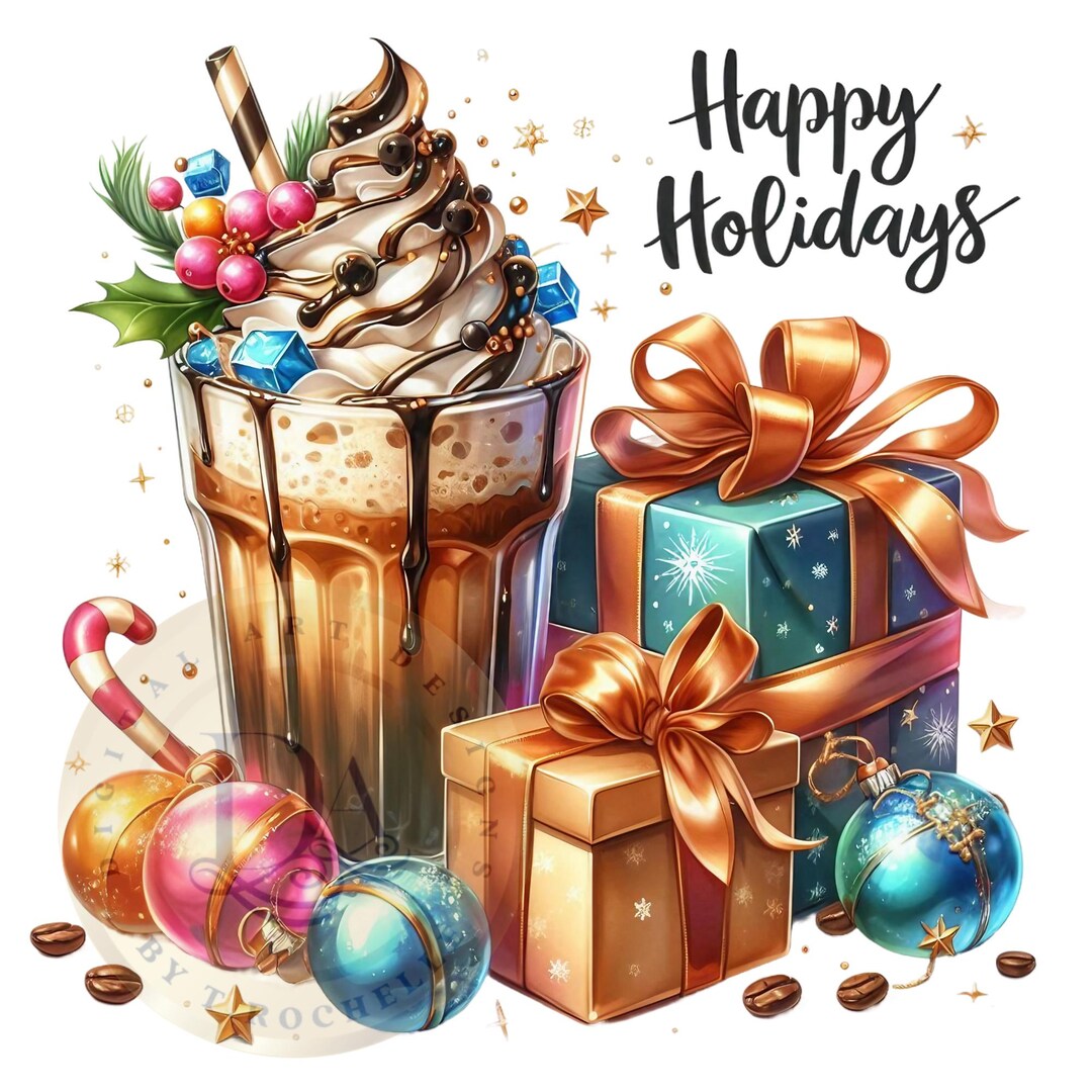 Christmas Festive Drink Clipart Holiday PNG, Christmas Digital Download ...