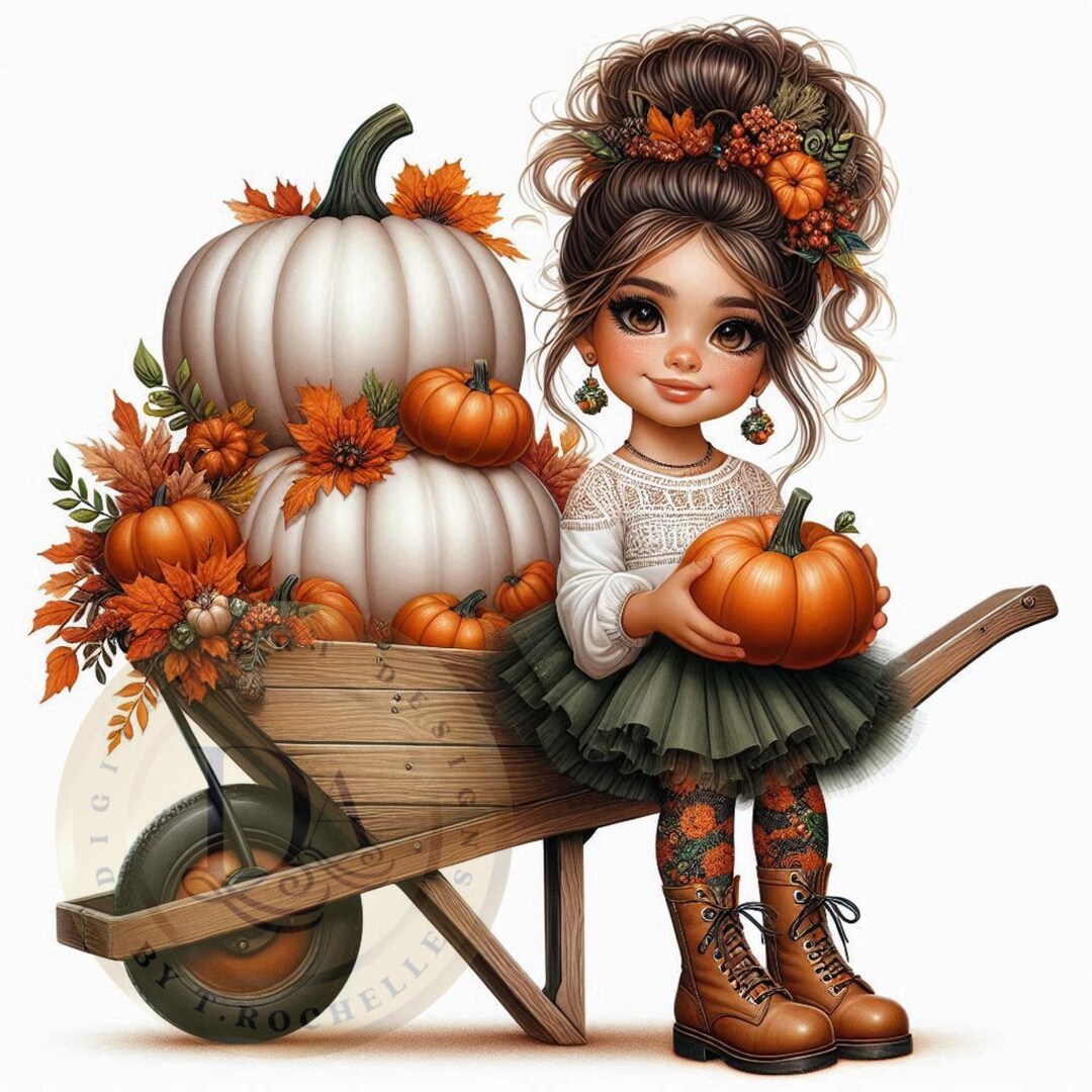 Autumn Girl and Pumpkins || Kids Room Art || Digital Download ...