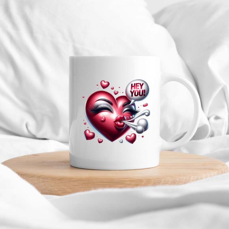 Hey You Flirty Heart Clipart PNG || Digital Download || Kiss Blowing ...