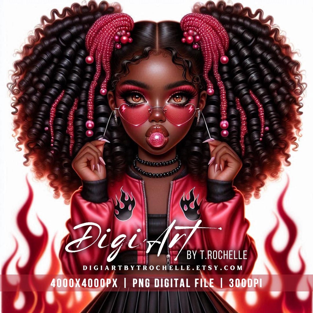 Afro Puffs Girl PNG | Edgy Teen Fashion Art (digital Download) - Etsy