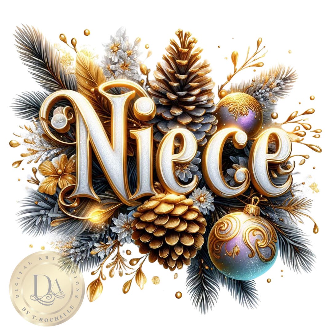 Christmas Niece Clipart Design PNG || Christmas Decor || Gold & Silver ...