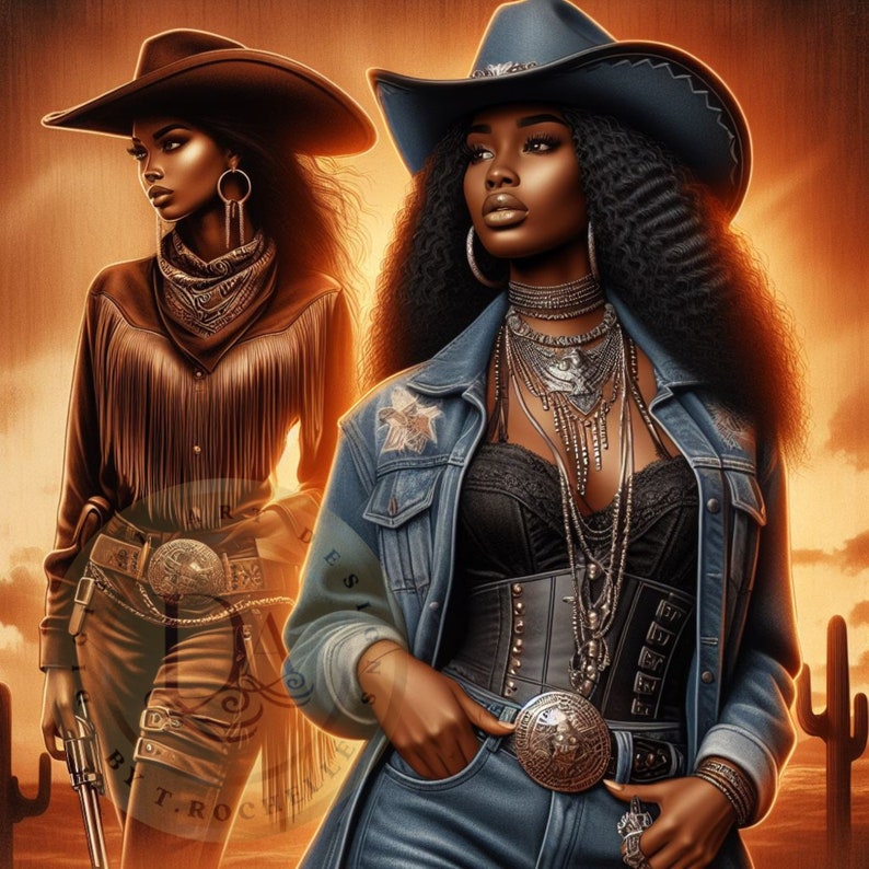 Stylish Western Women PNG | Cowgirl Art, Print on Demand (digital ...