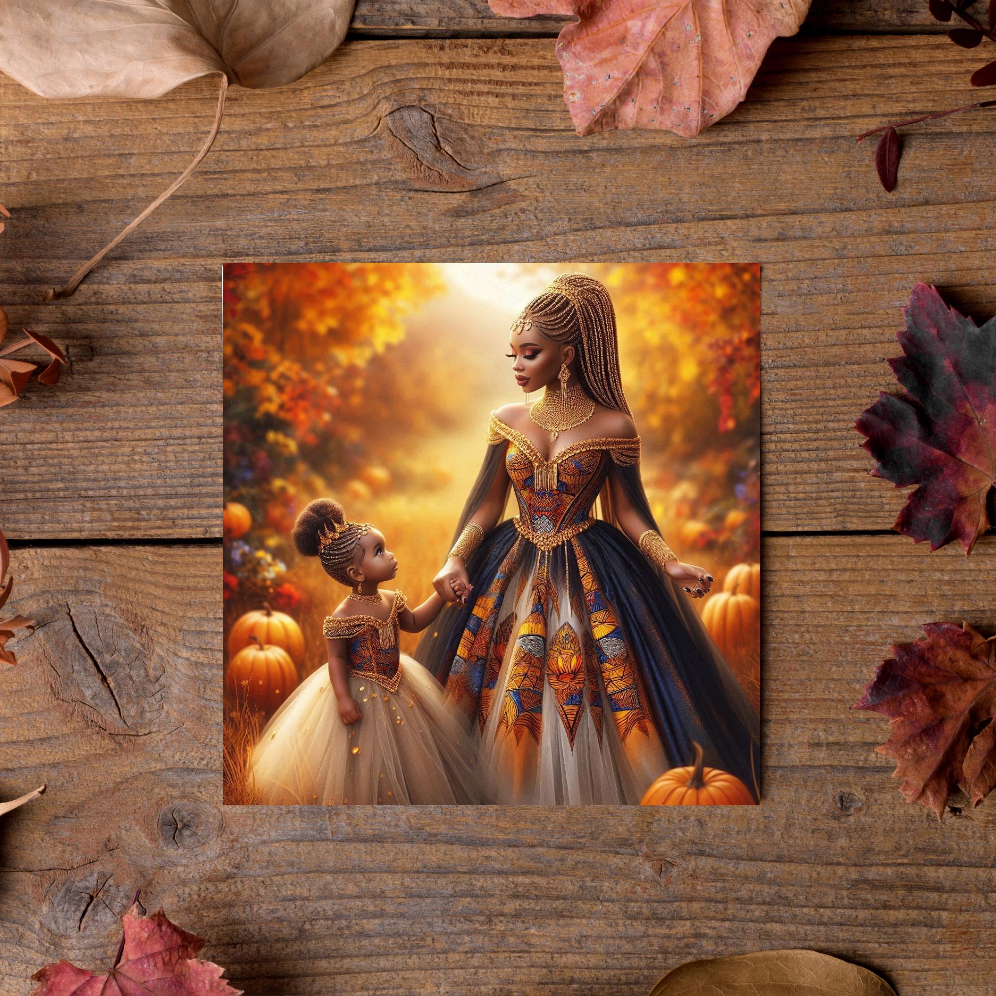 Mother and Daughter African Royalty || Fall Pumpkin Scene || Digital ...