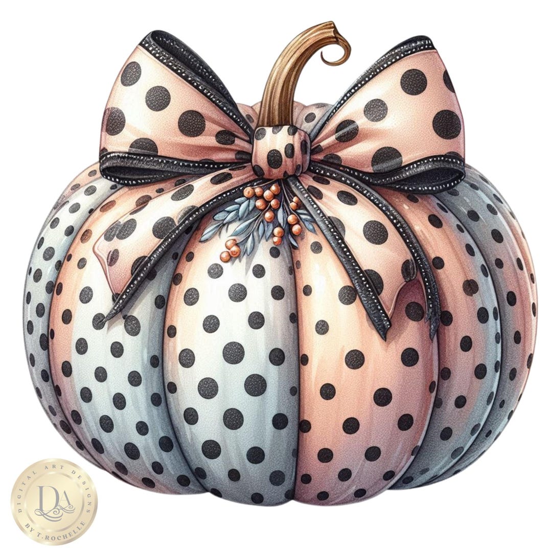 Polka Dot Pumpkin Clipart PNG Pumpkin Graphic T-shirt Design ...