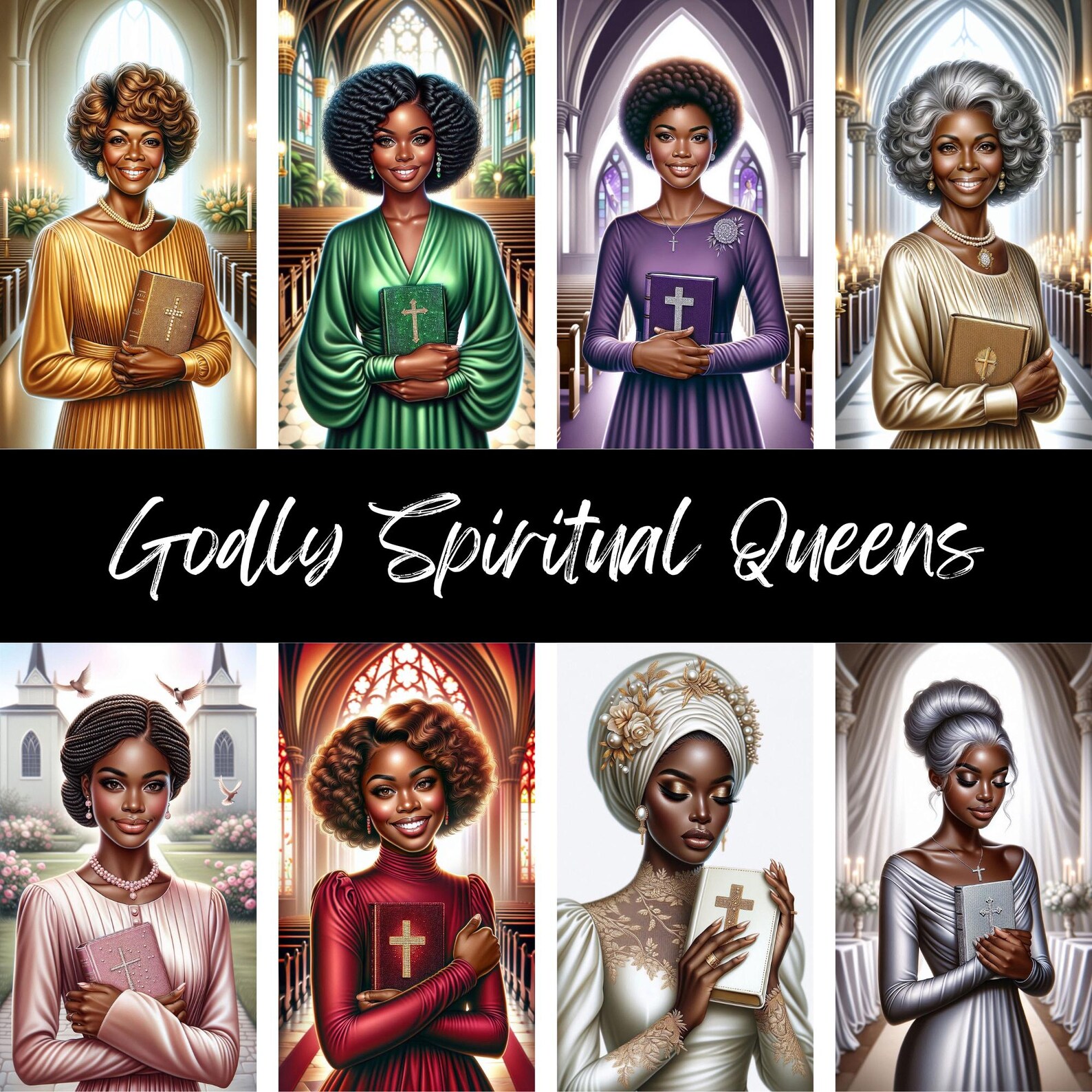 African American Spiritual Queens PNG Bundle | Church Women ...