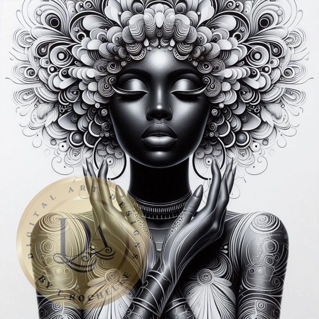 Abstract Afrocentric Art || Portraits || Digital Download || Black and ...
