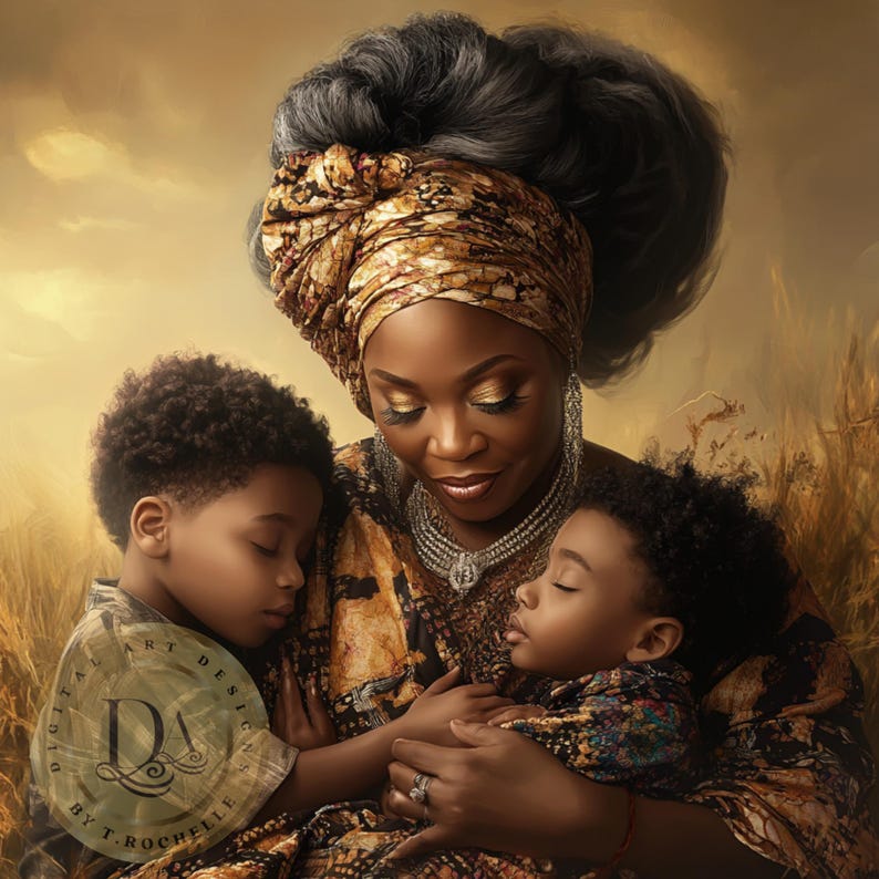 Motherhood and Love Art PNG || Mother and Child Portrait || Black ...