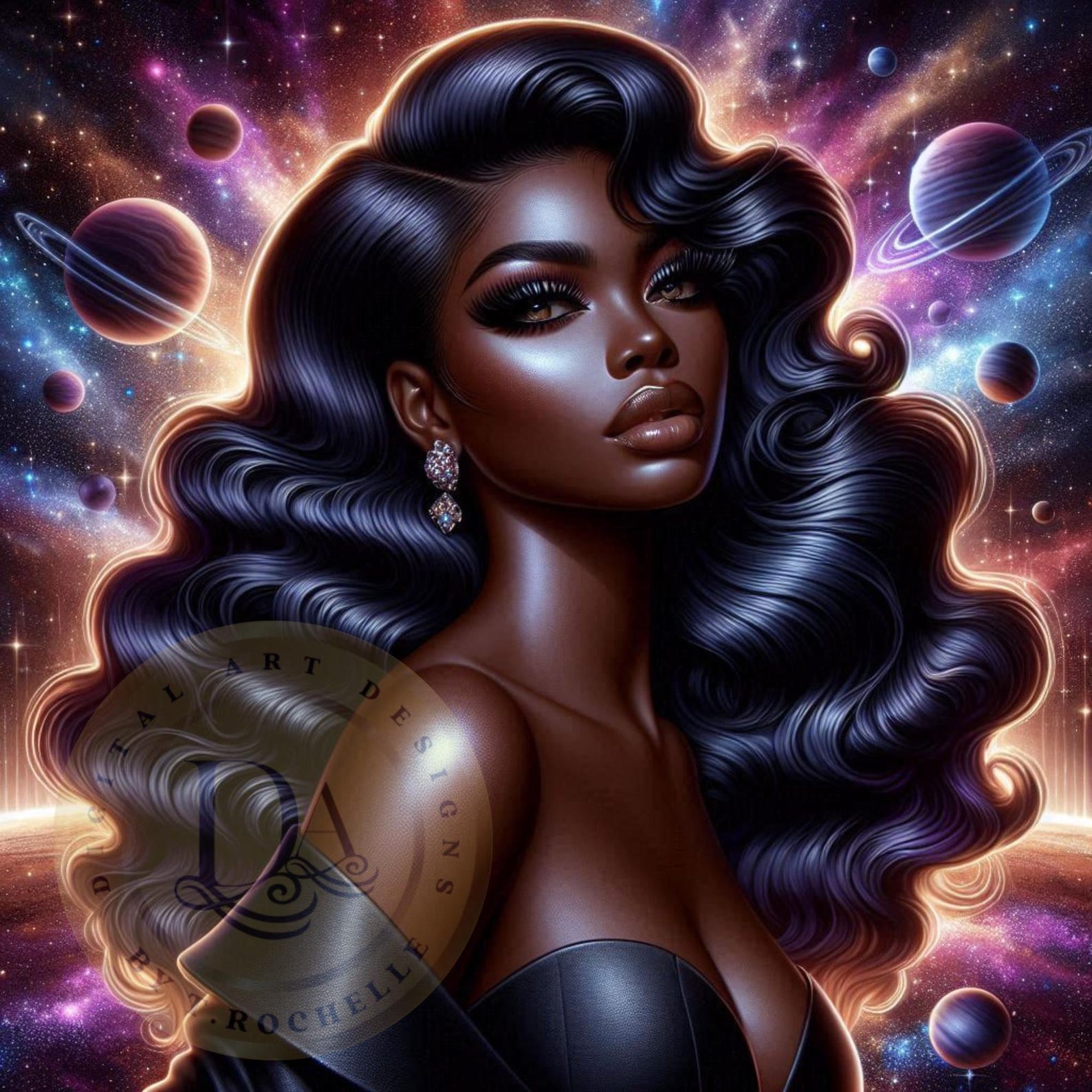 Cosmic Glamour Diva || Celestial Glamour || Space Beauty || Celestial Chic || Printable || Print ...