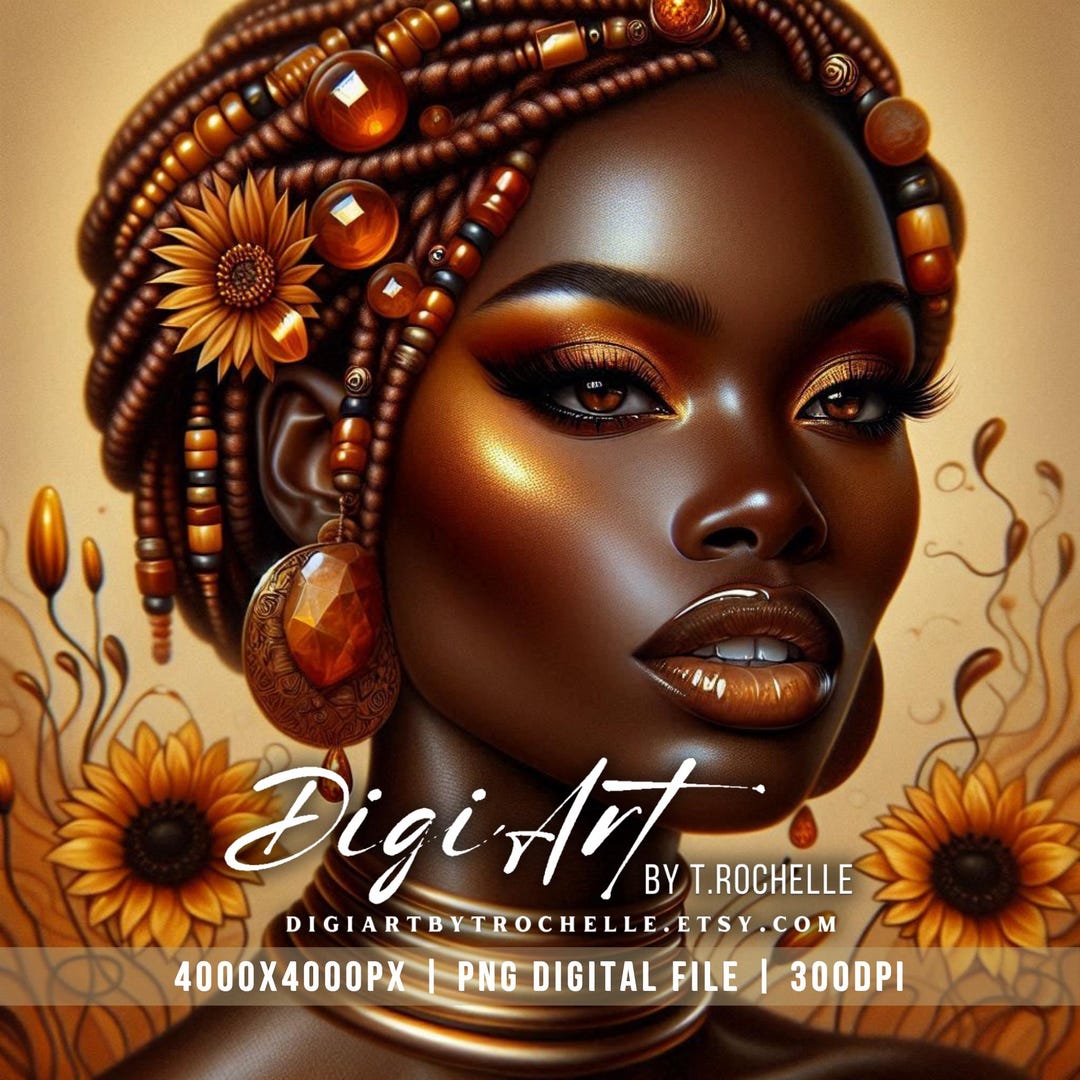 Afroglam Loc Queen PNG | African American Woman Art | Digital Download ...