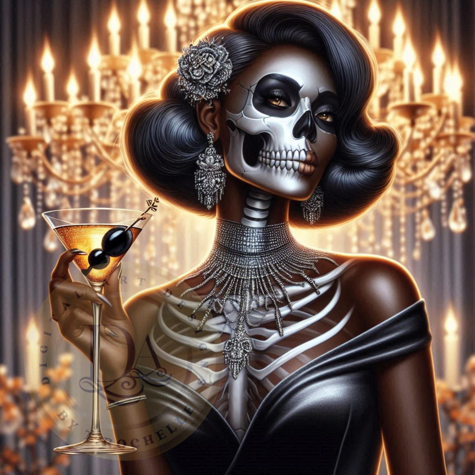 Skeleton Cocktail Divas PNG Halloween Decor Skeleton Fashion Pumpkin ...