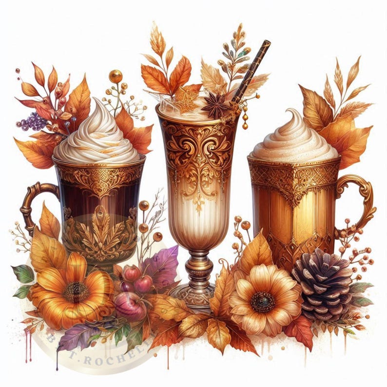 Watercolor Autumn Drinks || Illustration || DIY Crafts || Seasonal ...
