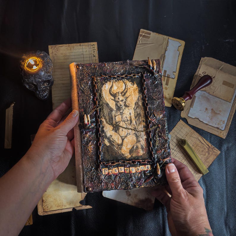 Personalized Demonic Grimoire Journal With Devil Horns: Witchcraft ...