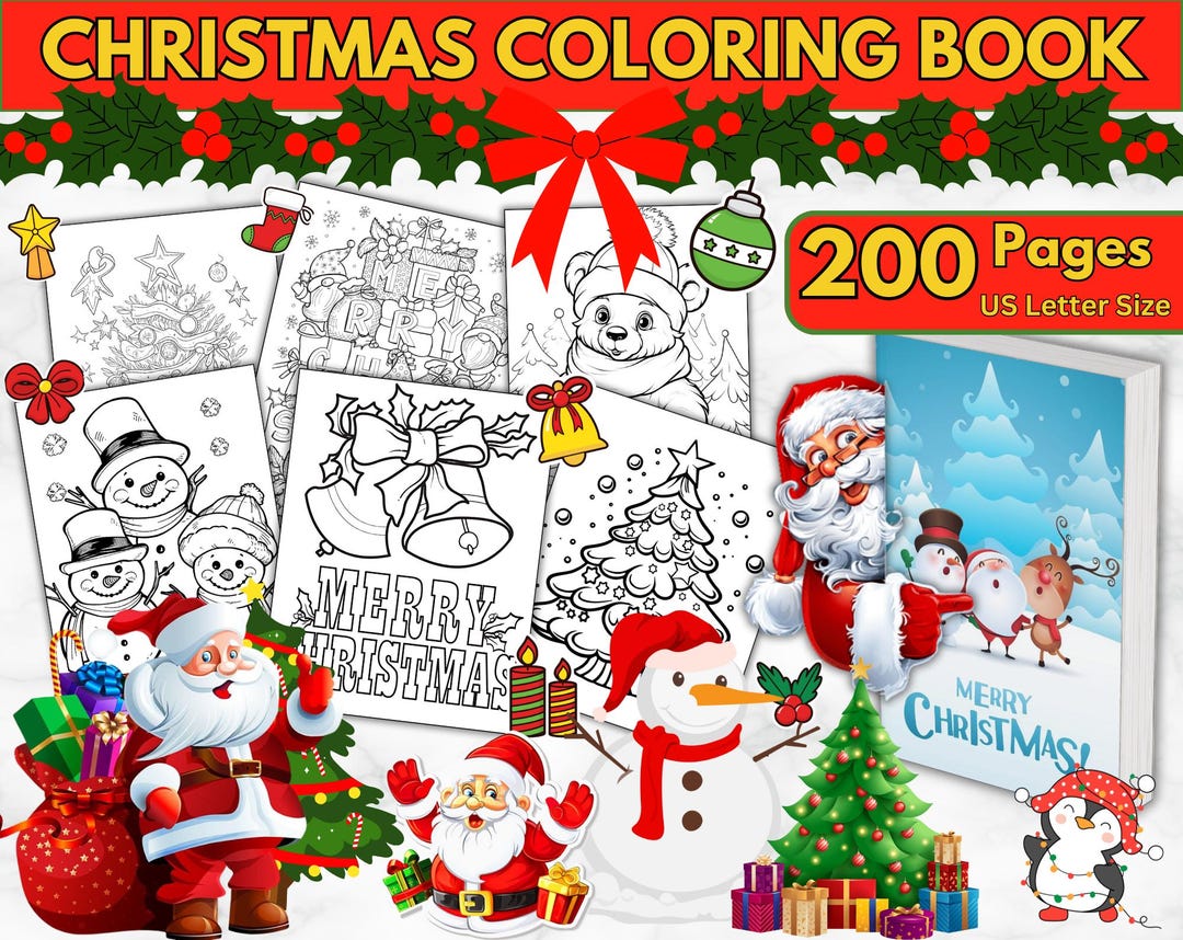 200 + Christmas Coloring Book Pages, Cute Christmas Activity Pages ...