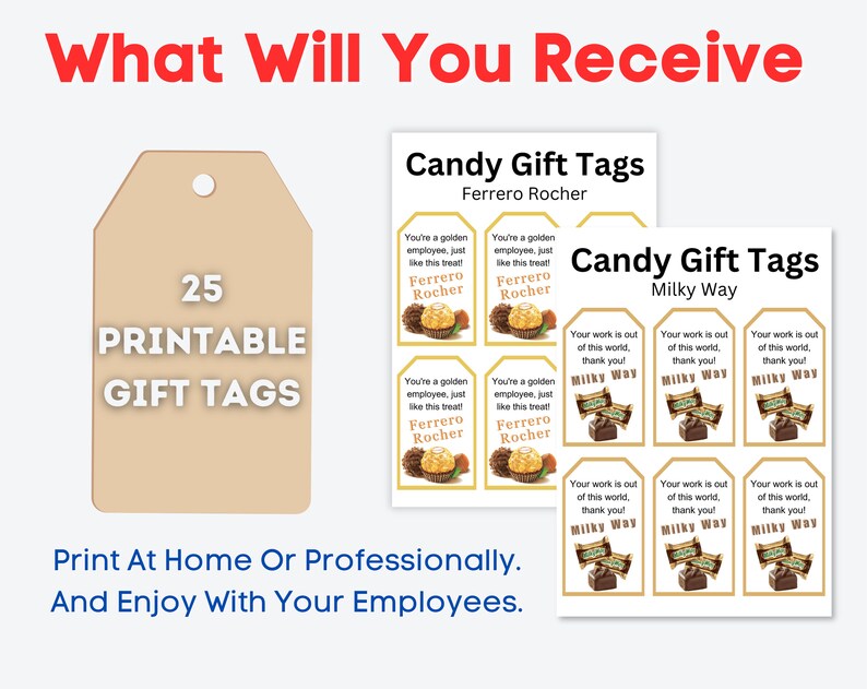 25 Employees Candy Bar Gift Tags Staff Appreciation Treat - Etsy Canada