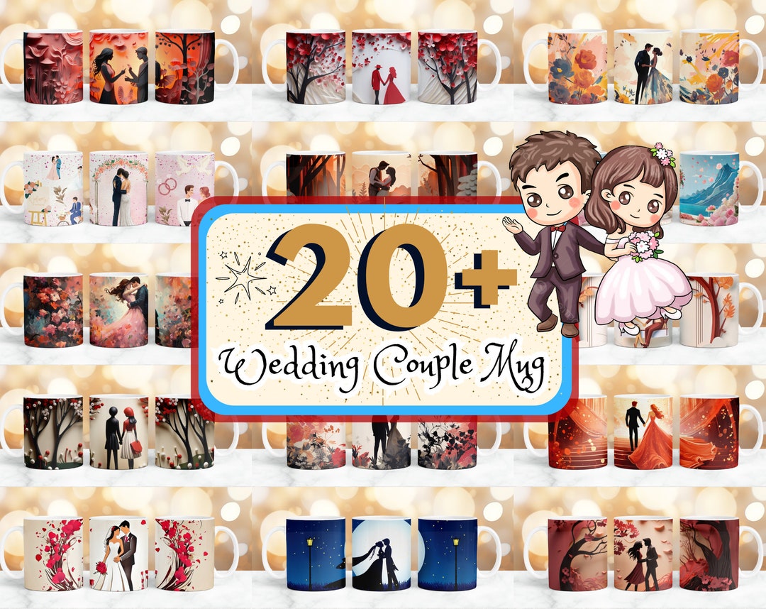 20+ Wedding Bride Mug Wrap Design Bundle, Couple Mug Wrap, Bride and ...