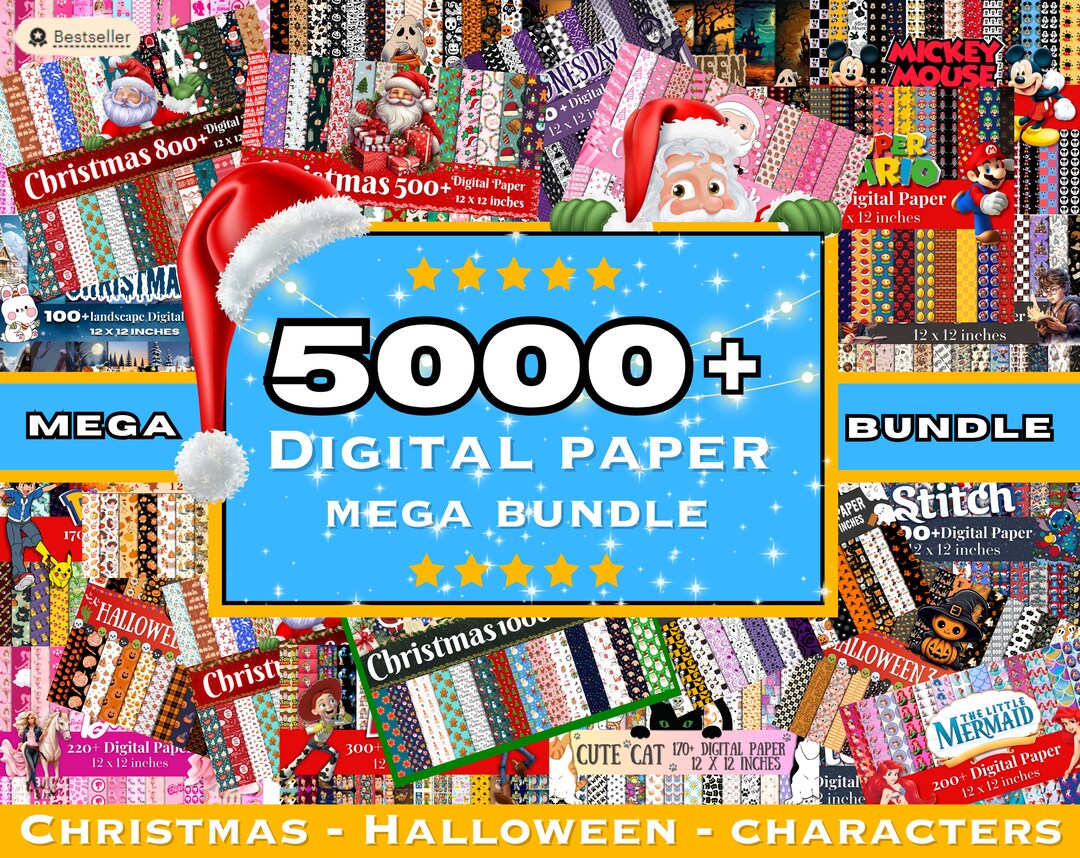 5000 Digital Papers Massive Bundle, Christmas Digital Papers ...