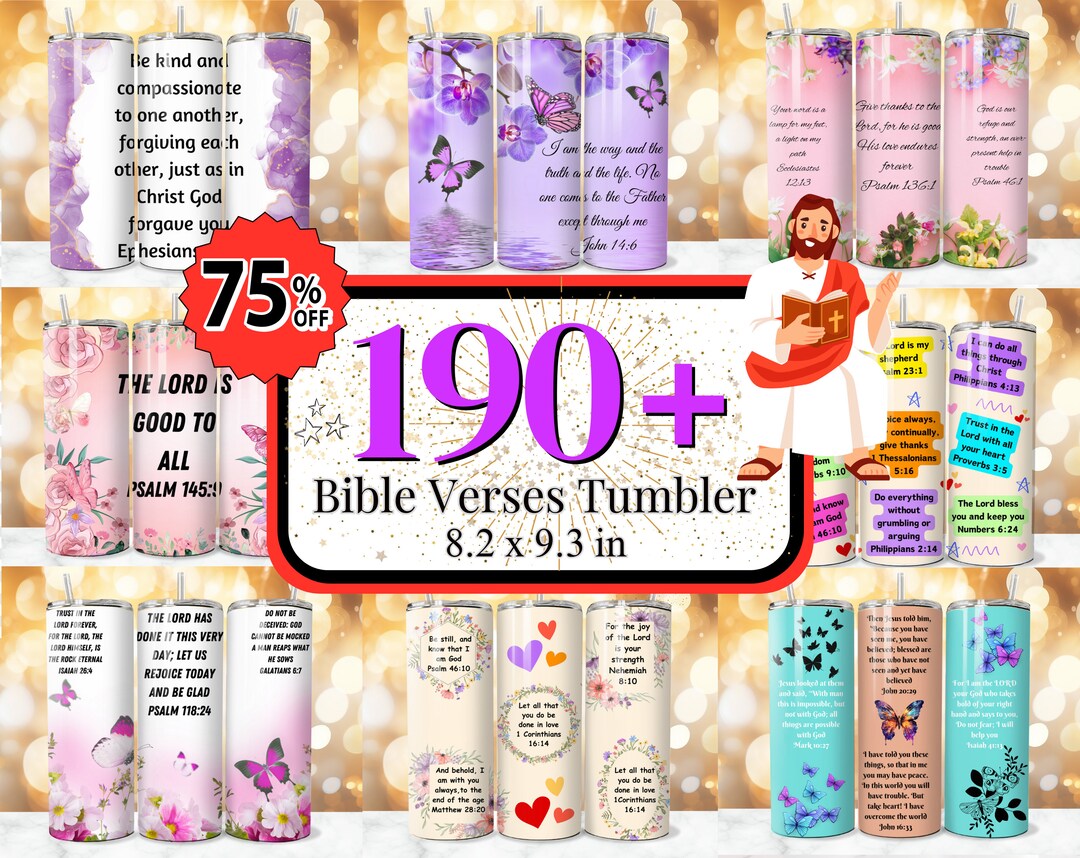 190 + Bible Verse Tumbler Wrap Designs Bundle, Christian Tumbler Wrap ...