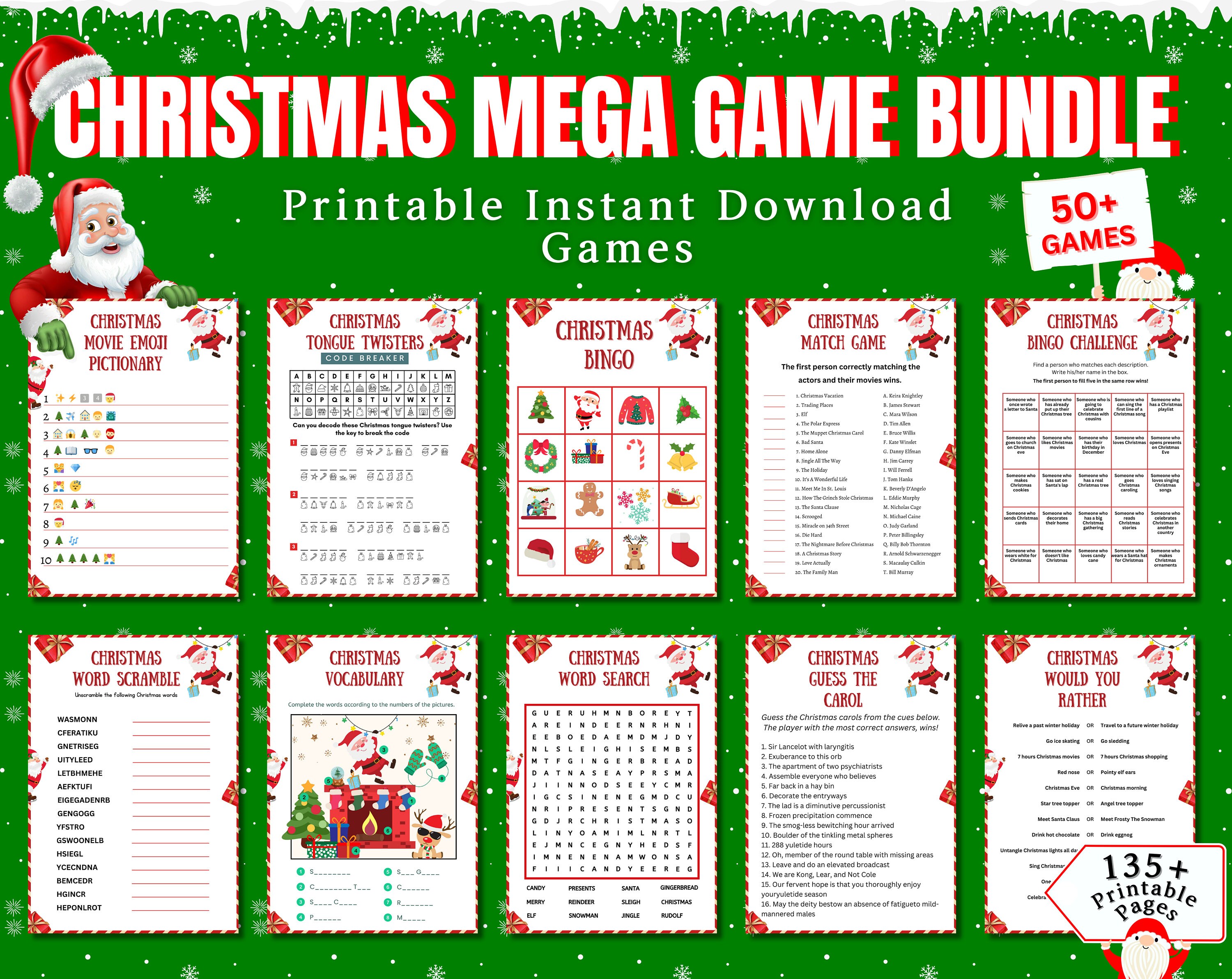 50 Mega Christmas Games Bundle, Christmas Family Game, Christmas Party ...