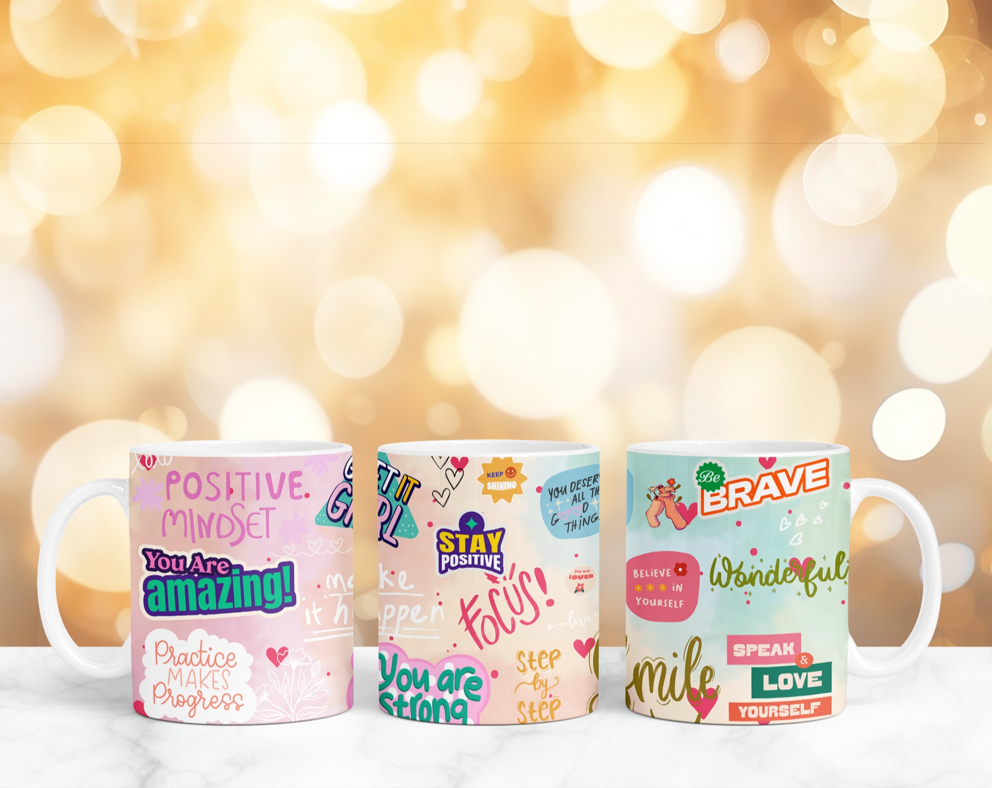 30+ Positive Affirmation Mug Wrap Designs Bundle, Positive Quotes Mug ...