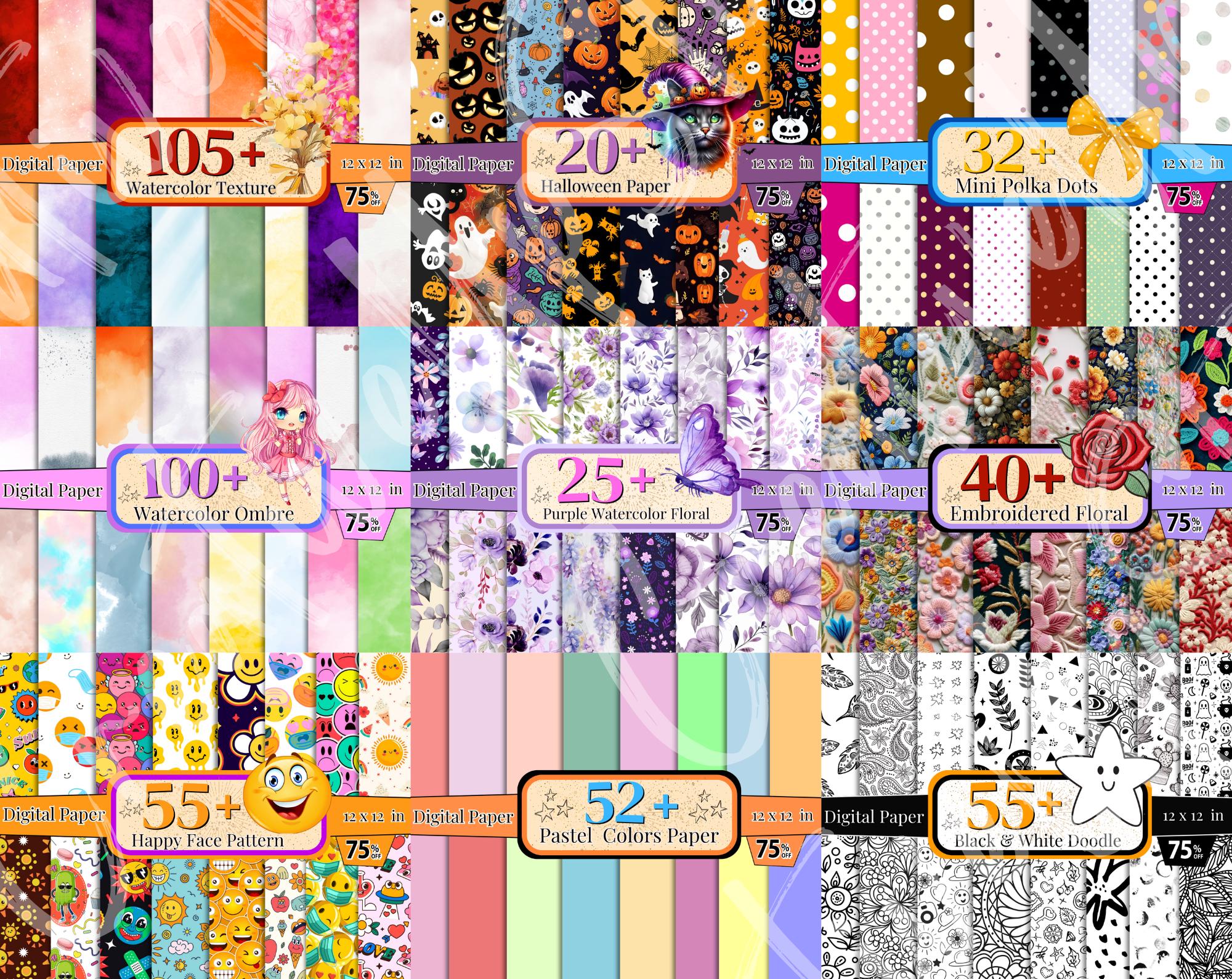 2800+ Mega Digital Paper Bundle, Scrapbook Paper, Floral Digital Paper ...